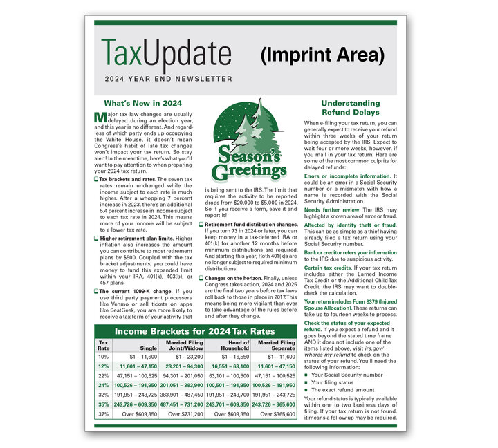 Year-End Tax Update Newsletter 2024 Imprinted - Item: #03-001