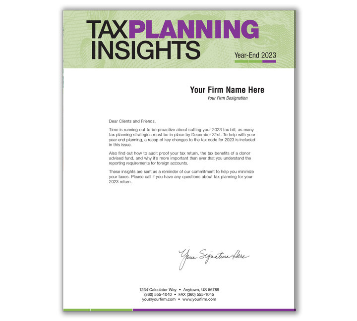 Tax Planning Insights Letter - 2023 Year-End Issue - Item: #03-311