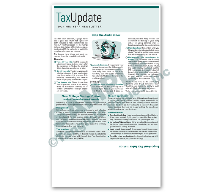 Mid-Year Newsletter 2024 - Self-Mailer - Item: #03-550