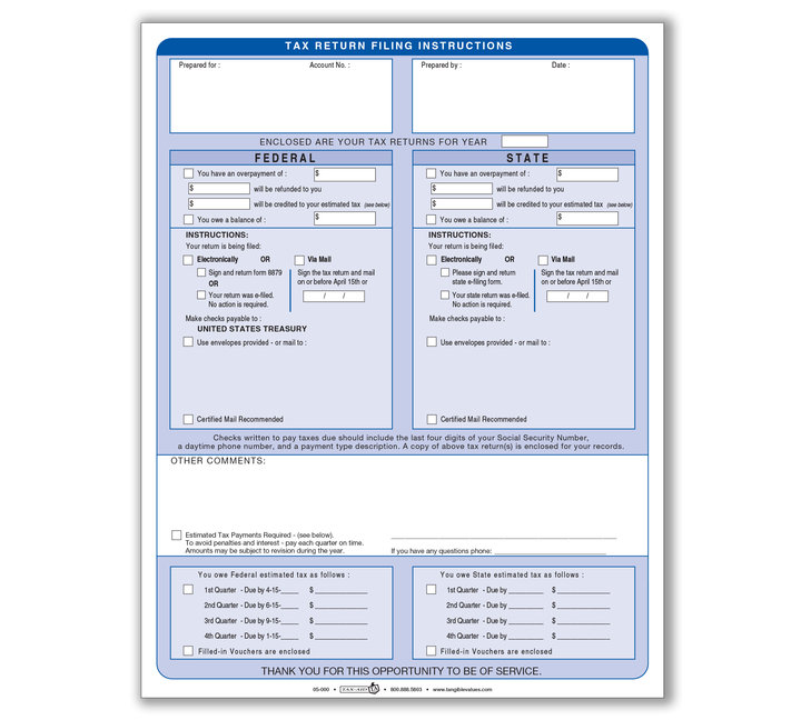 Padded Filing Instructions - Item: #05-000