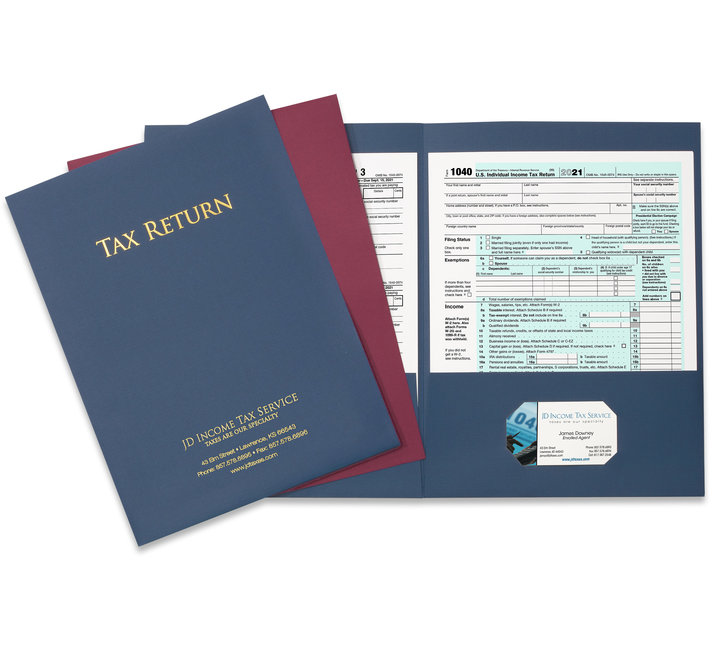 Tax Return Foil Folder- Two Pocket - Imprinted - Item: #10-511