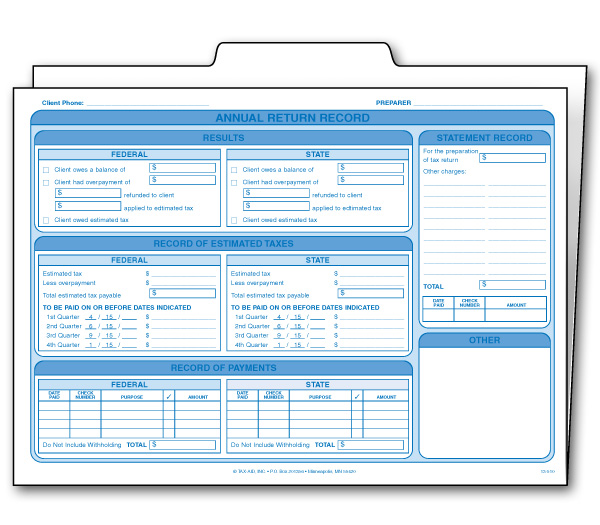 Annual Client File Folder - Pkg 25 - Item: #13-510