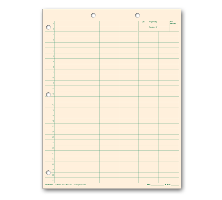 Letter Size Buff Wide Ruled Four Column Writing Pad - Item: #24-110BVW