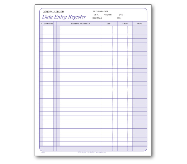 Data Entry Register Pad - Item: #28-000