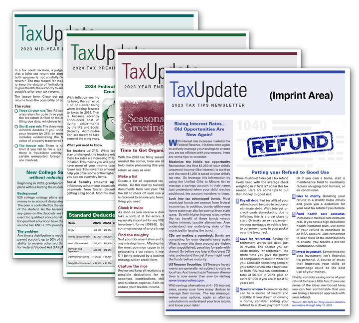Tax Update Newsletter-SUBSCRIPTION - imprinted - Item: #33-001