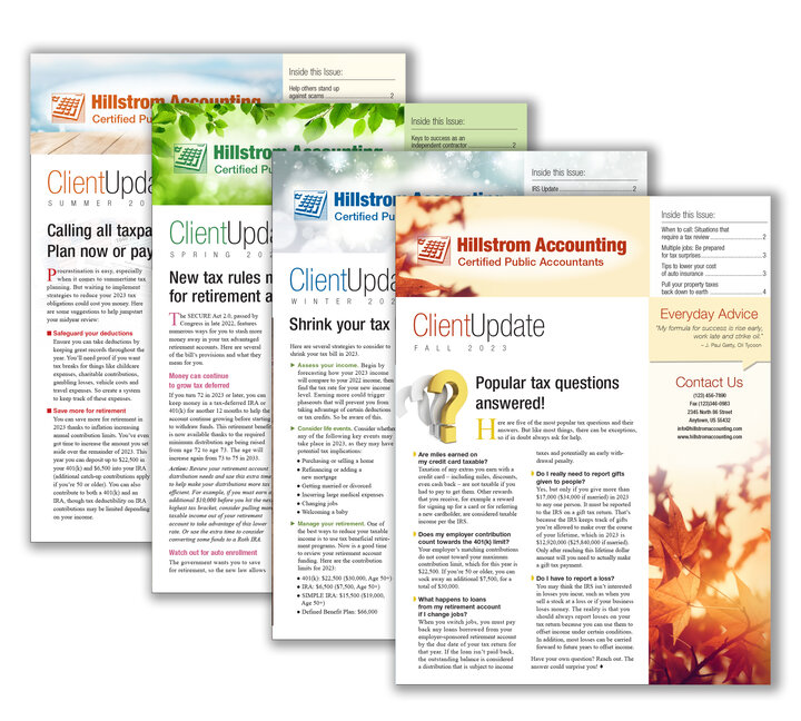 Client Update Print Newsletter Subscription - Item: #33-451