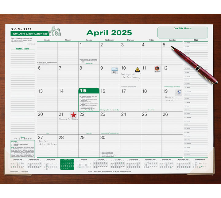 FREE Gift - Desk pad TAXdate Calendar 2025 - Item: #99-471