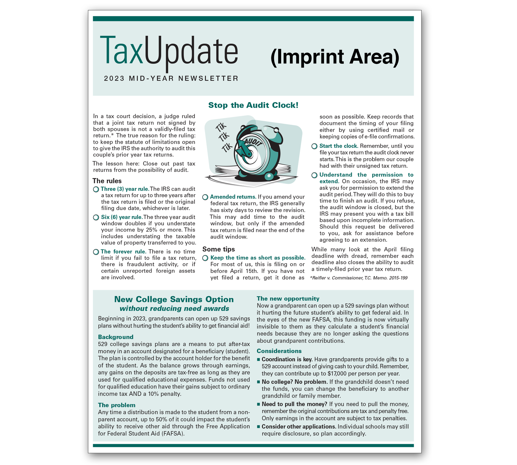 Mid-Year Newsletter 2023 - Imprinted - Item: #03-501