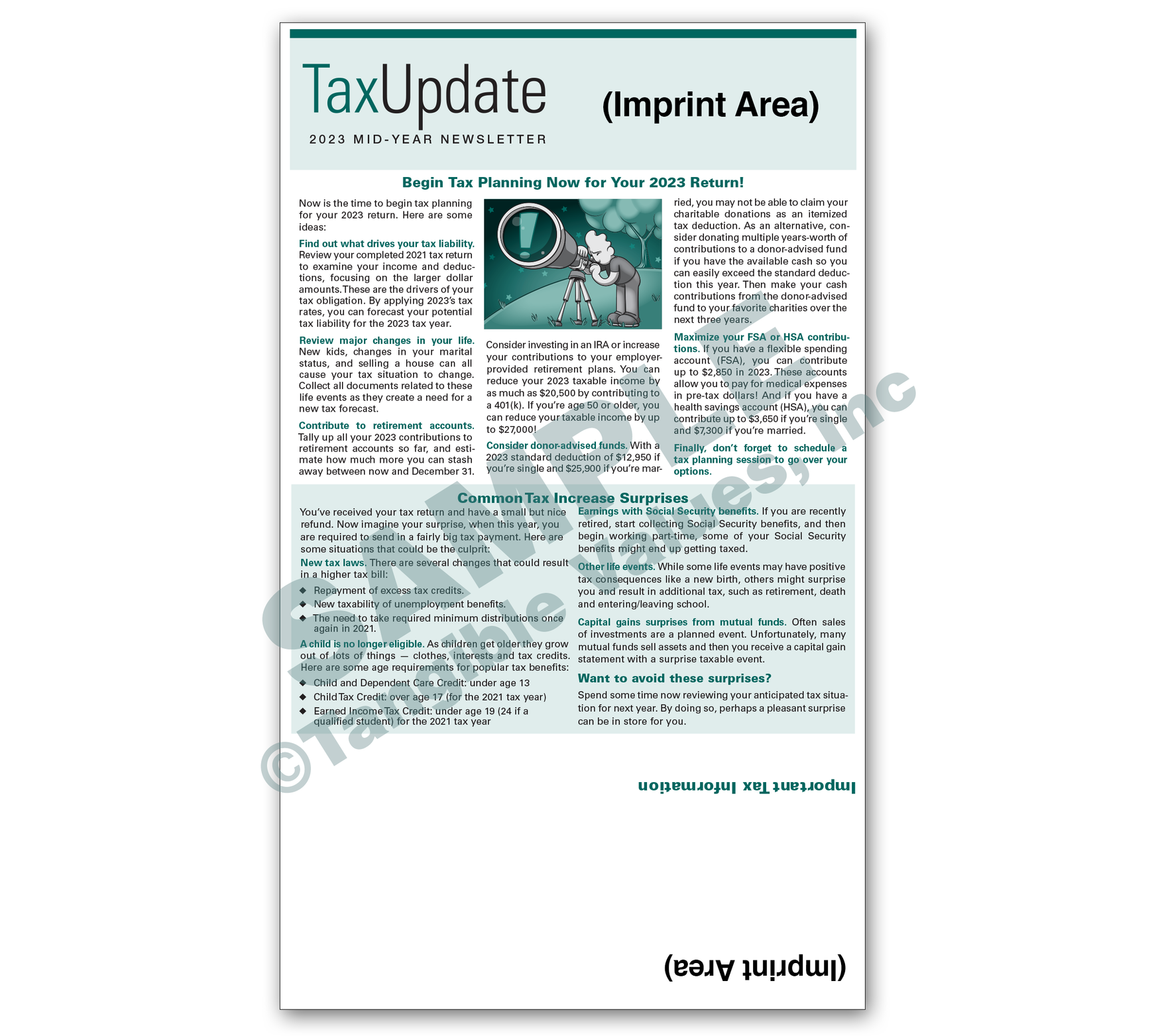 Mid-Year Newsletter 2023 - Self-Mailer - Imprinted - Item: #03-551