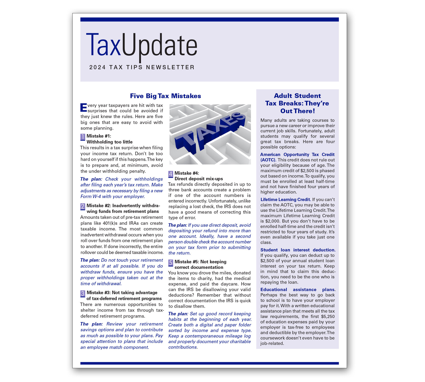 TAX TIPS Newsletter 2024 - Item: #03-800