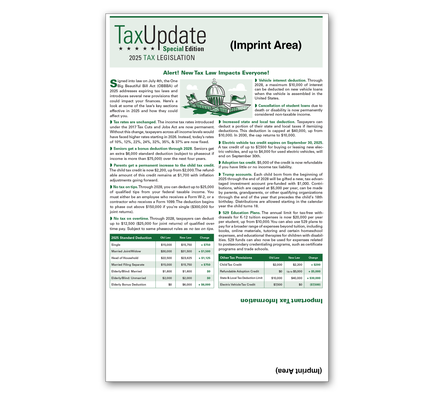 SPECIAL EDITION: Tax Update - One Big Beautiful Bill Newsletter - Self ...