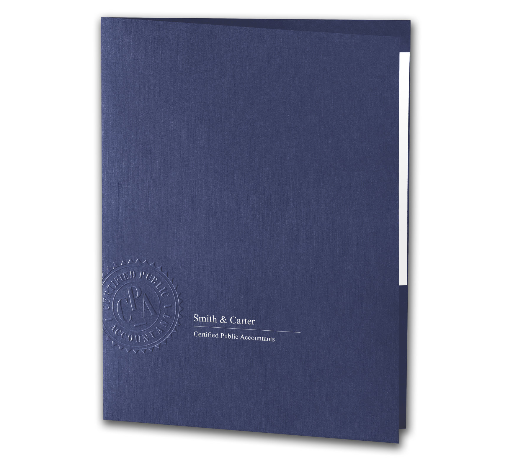 CPA Seal Embossed 3/8" Spine Top Tab Folder (Navy) - Item: #10-5112