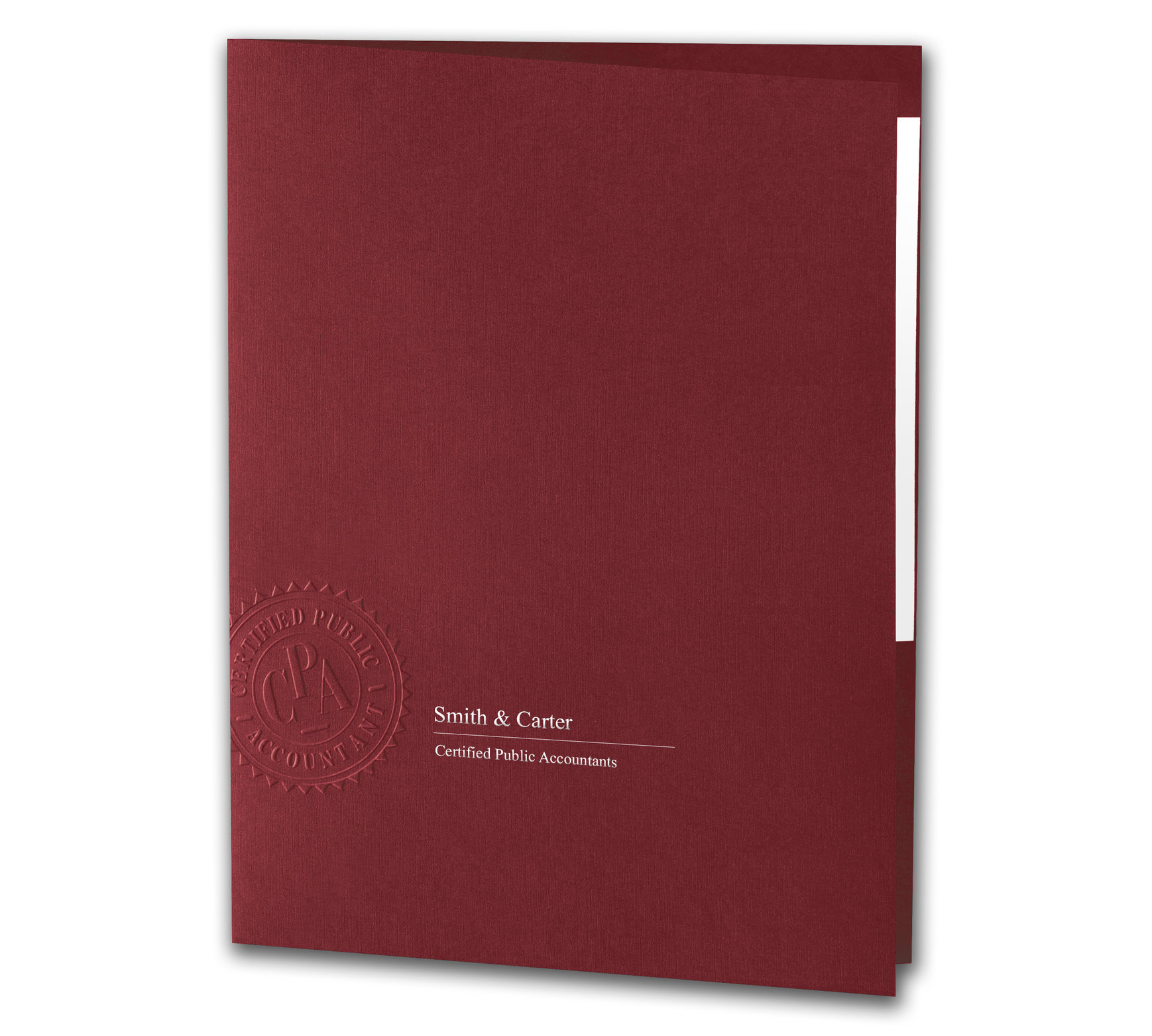 CPA Seal Embossed 3/8" Spine Top Tab Folder (Burgundy) - Item: #10-5212