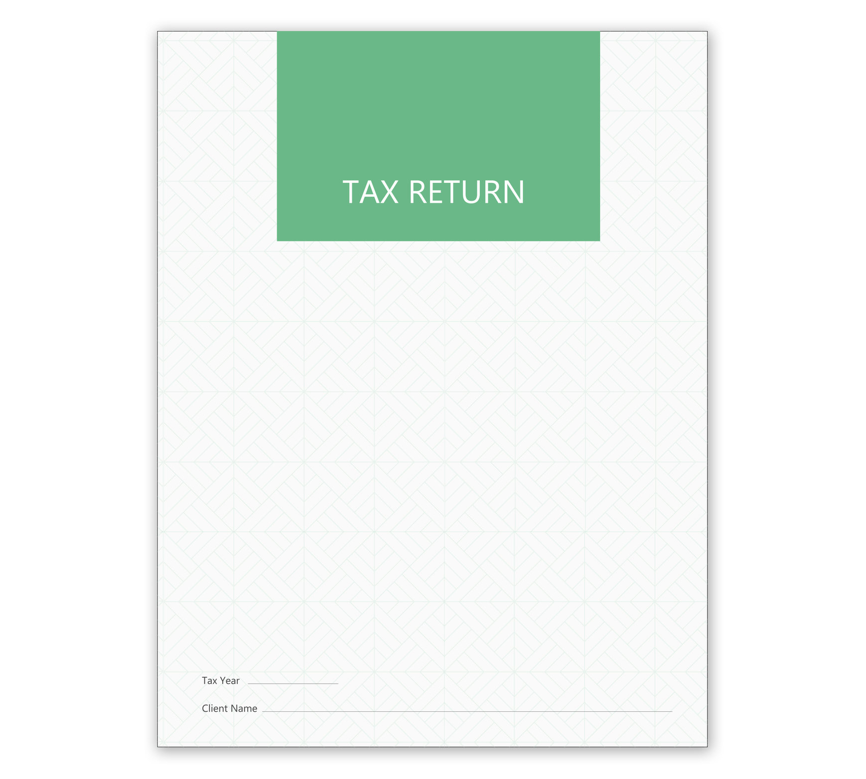 Tax Return Folders - Green Print with 2 Pockets - Item: #11-310