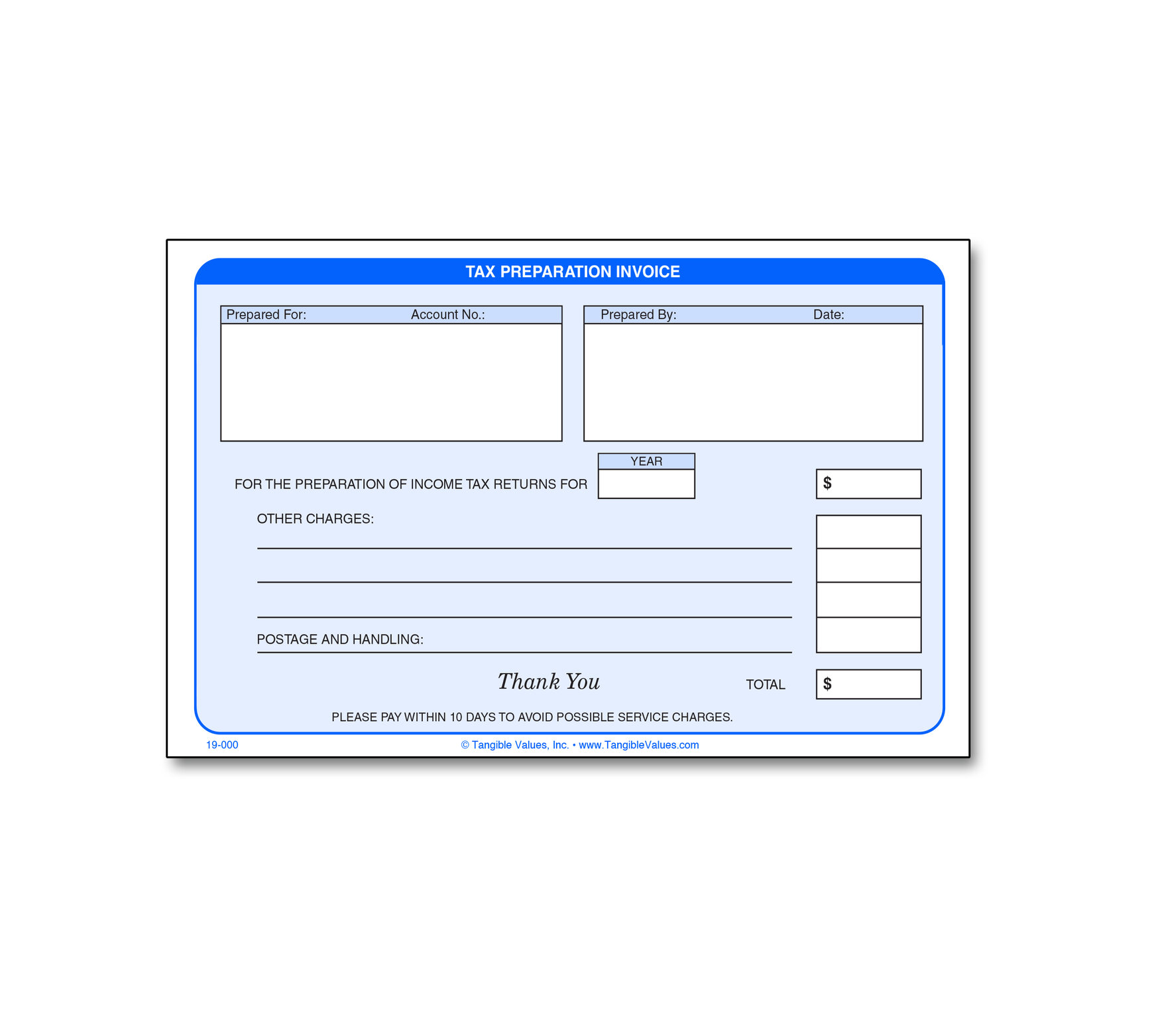 Tax Preparation Invoice Pad - Item: #19-000