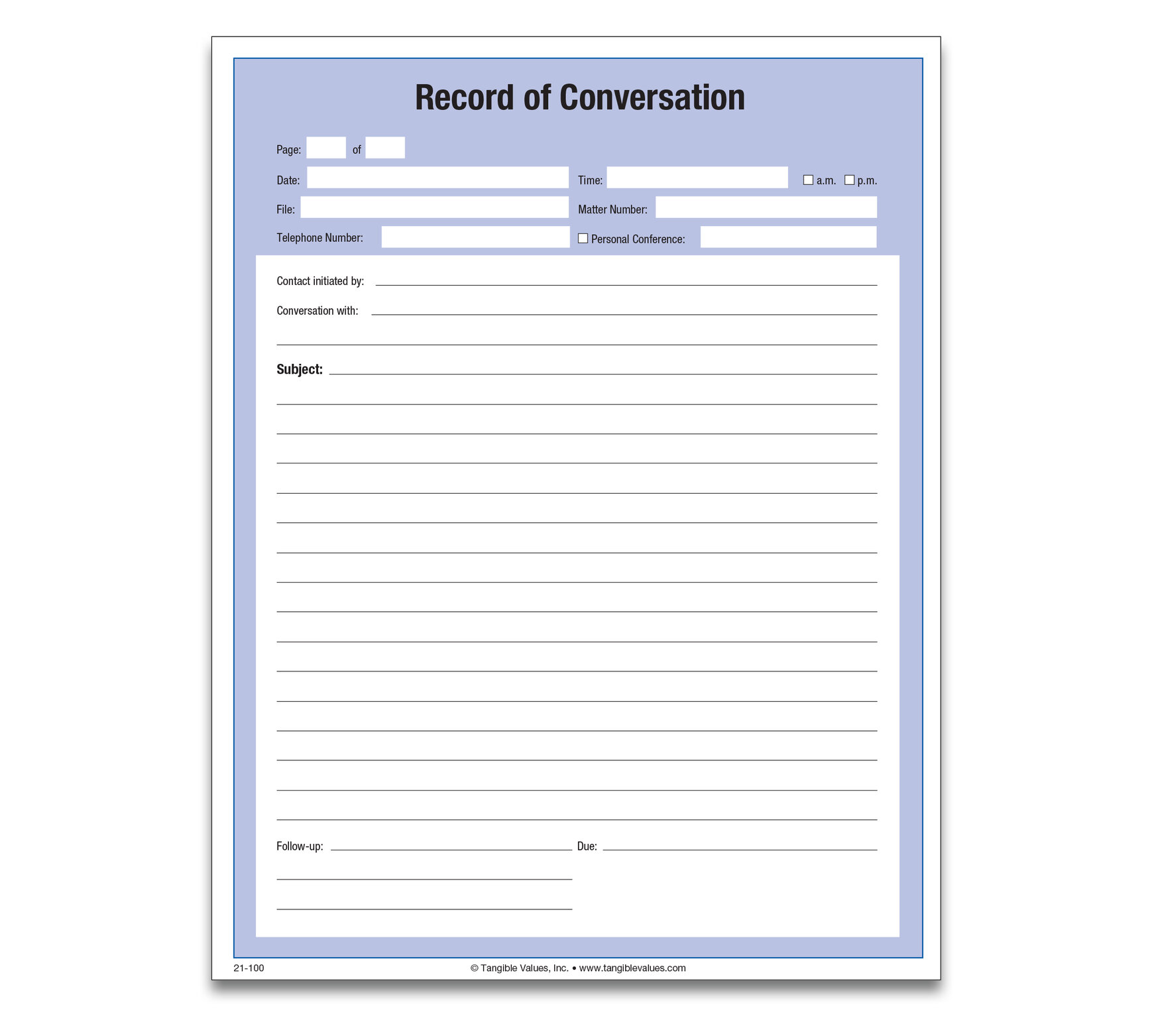 Record of Conversation - Item: #21-100