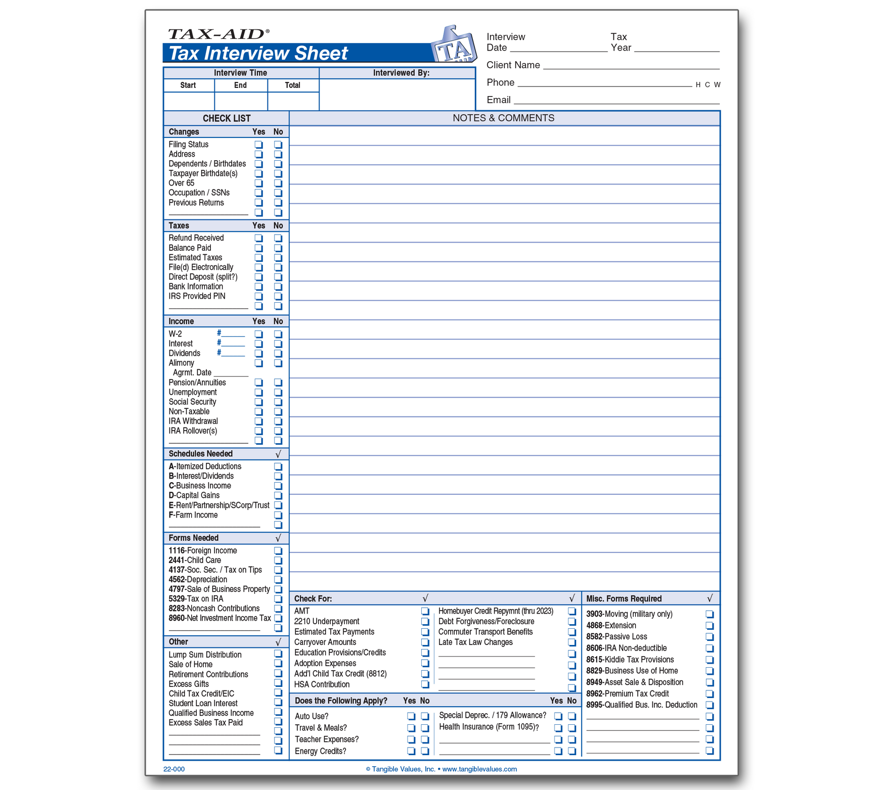 Tax Preparation Worksheet
