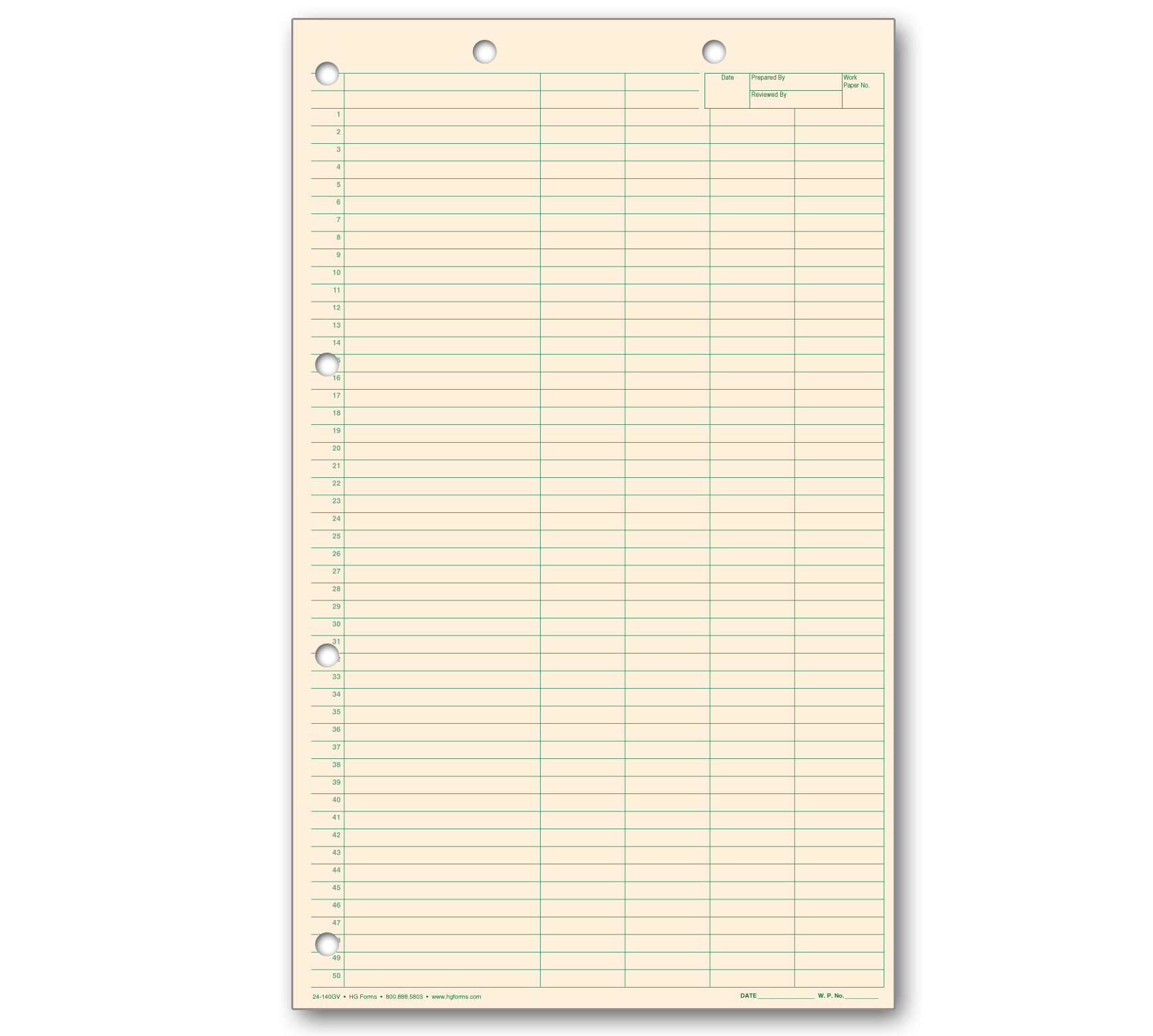 Legal Size Buff Four Column Writing Pad - Item: #24-140BV