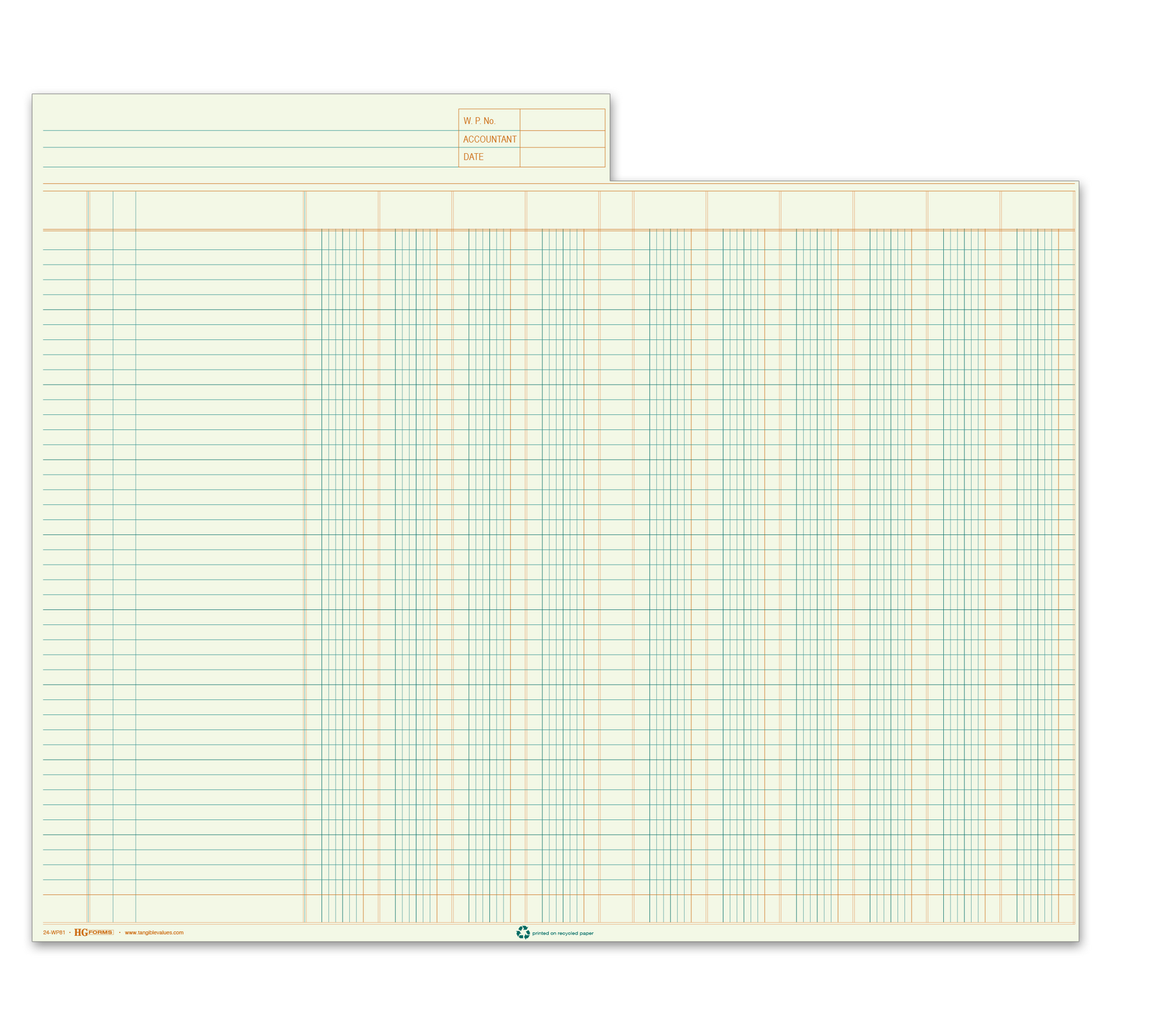 Oversized 10-Column Workpaper - Green - Item: #24-WP81