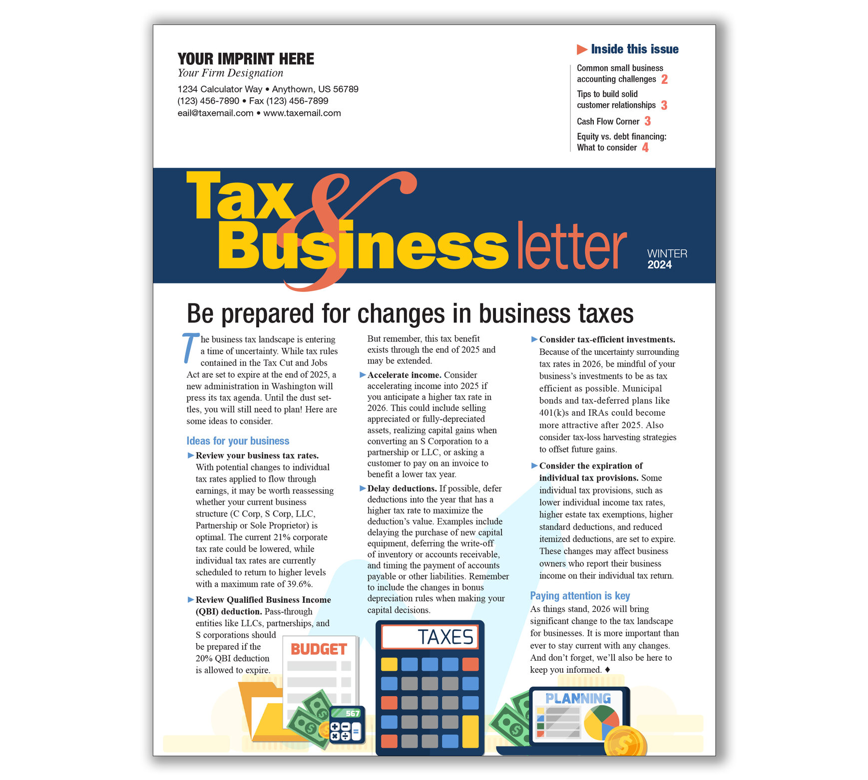 Tax & Business Newsletter Subscription - Item: #33-201