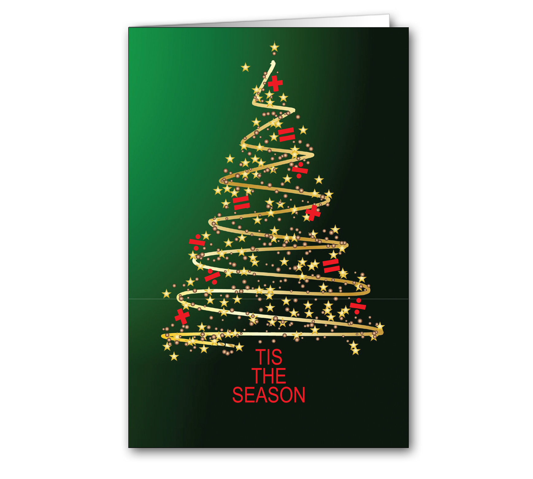 Green Glitter Tree Greeting Card - (25/Pack) - Item: #70-6072