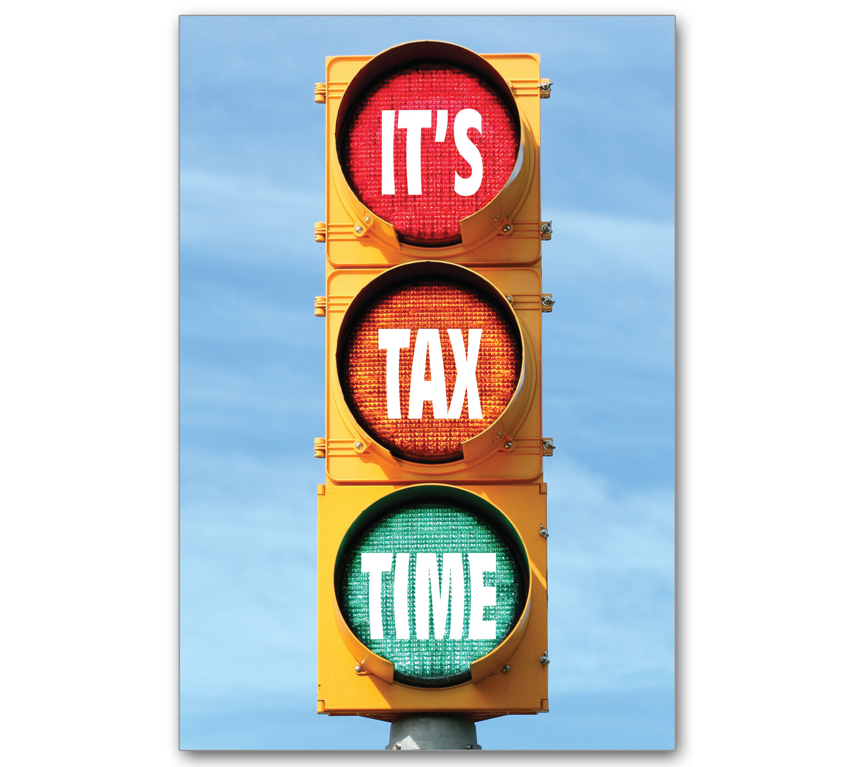 Stoplight: It's Tax Time postcard (25/pack) - Item: #70-719
