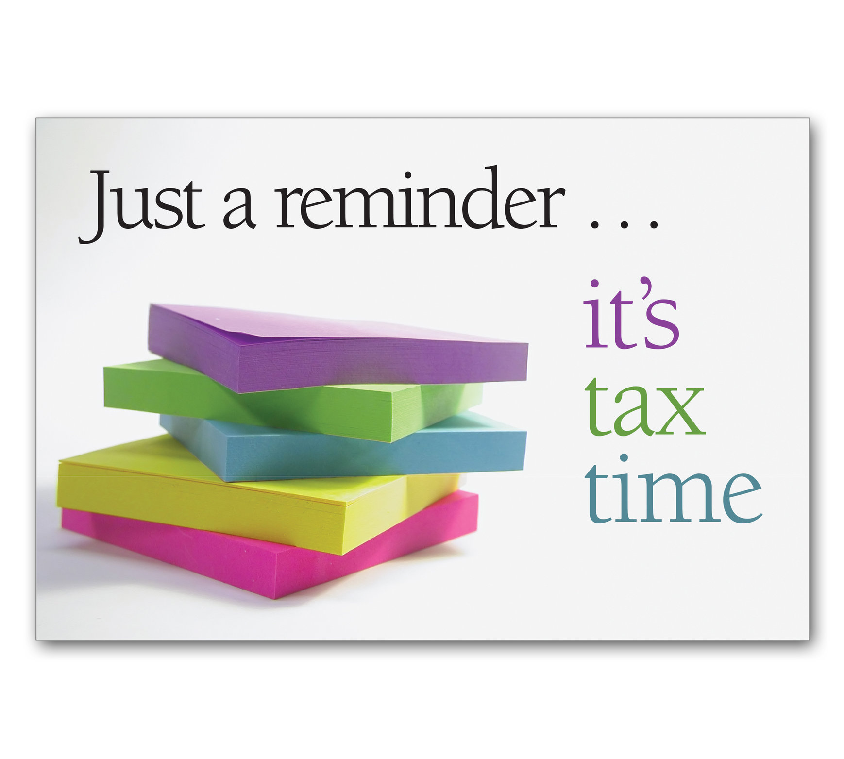 Sticky Notes Tax Time Postcard (25/Pack) - Item: #70-733