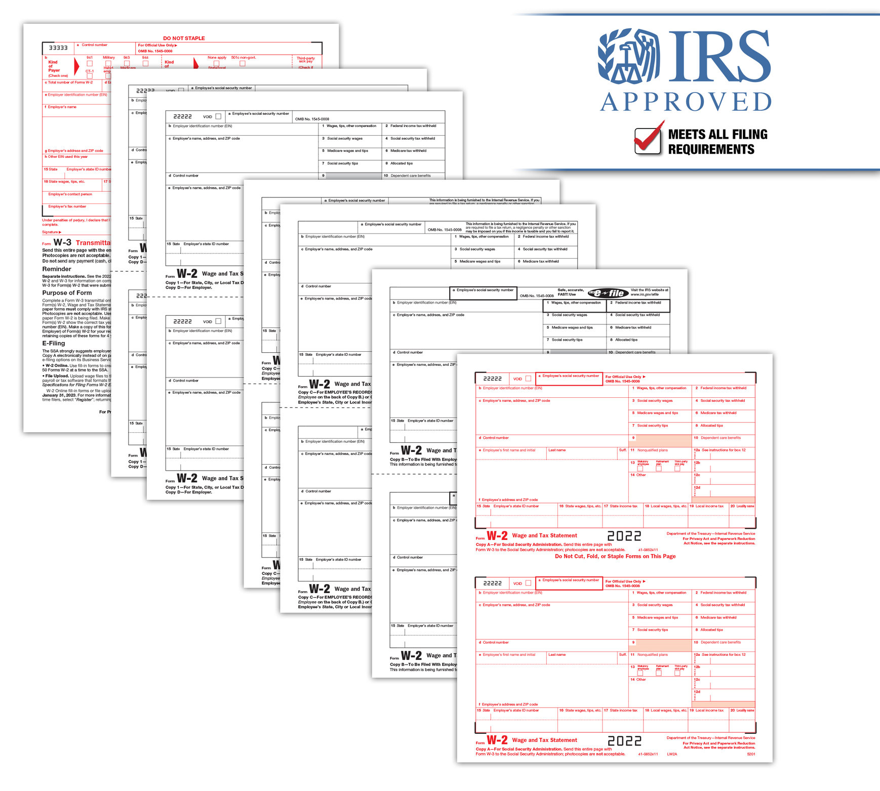W-2 Laser 6-part Pre-Printed Set - Item: #82-56506