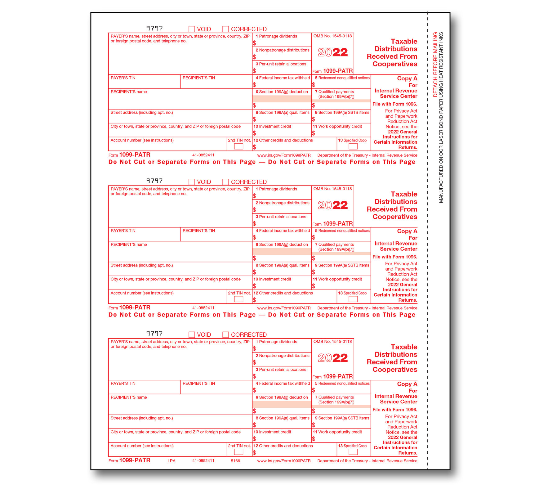 1099-PATR Laser Fed. Copy A - Item: #89-5166